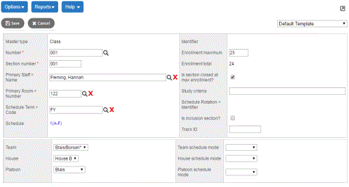 Edit Section Details in the School View